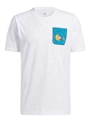 Adidas Lil Stripe Pckt Printing Basketball Sports Round Neck Short Sleeve - White