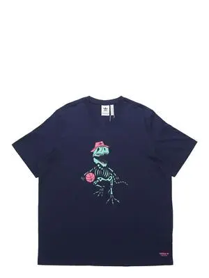 Adidas Originals 5 Dino Tee Casual Sports Cartoon Printing Round Neck Short Sleeve Blue - Navy