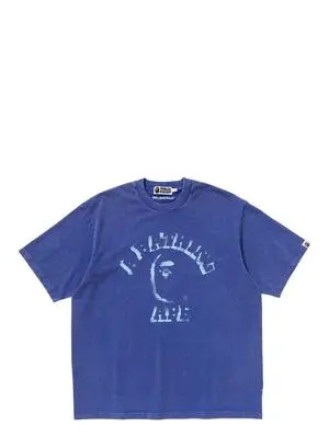 A BATHING APE Garment Dye Spray Print College Relaxed Fit T-shirt - Blue