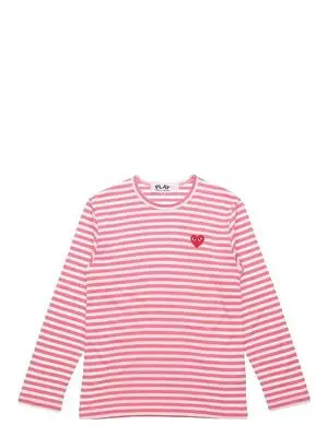 Play Comme Des Garcon COMME Des GARCONS PLAY Striped Long Sleeve T-Shirt Pink