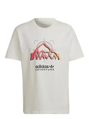 Adidas Originals Mountain Peak Alphabet Logo Printing Round Neck Casual Short Sleeve White T-shirt - Multi-color