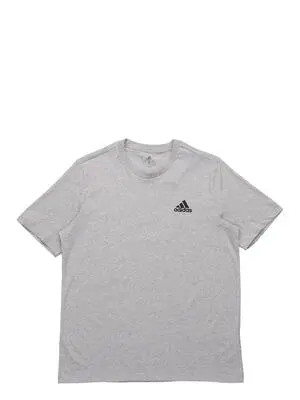 Adidas Essentials Embroidered Logo Sports Round Neck Short Sleeve Gray - Grey