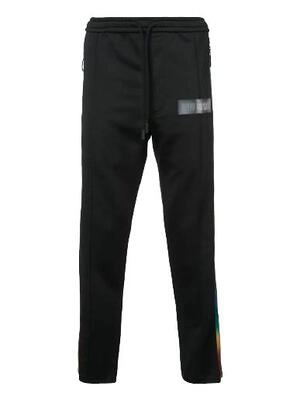 Off-White Drawstring Waist Side Stripe Drawstring Casual Pants/trousers Loose Fit - Black