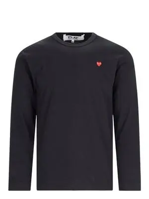 Play Comme Des Garcon Ss25 Mini Heart Long Sleeve T-shirt - Black