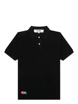 Play Comme Des Garcon Ss25 X Invader Pixel Heart Polo Shirt - Black