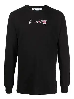 Off-White Ss22 Arrow Pattern Printing Long Sleeves Black T-shirt - Default Colorway