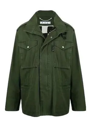 Off-White Arrows Pattern Hooded Jacket - Army Green
