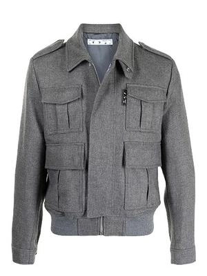 Off-White Logo Embellished Utility Jacket - Grey