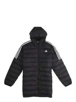 Adidas Logo Print Down Jacket With Hood - Black