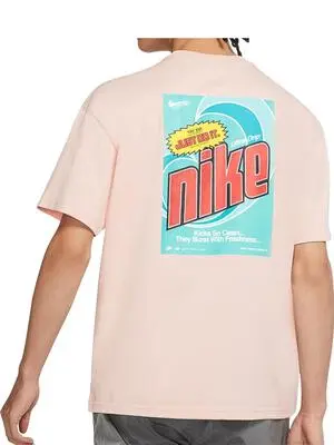 Nike Back Large Logo Pattern Printing Round Neck Casual Short Sleeve Pink T-shirt - Multi-color