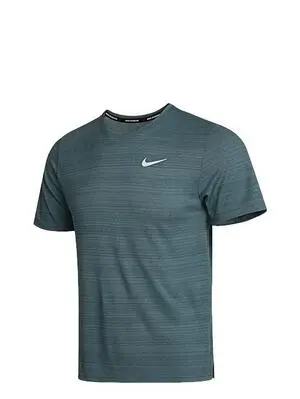 Nike Dri-fit Miler Short Sleeve Running Top - Graygreen