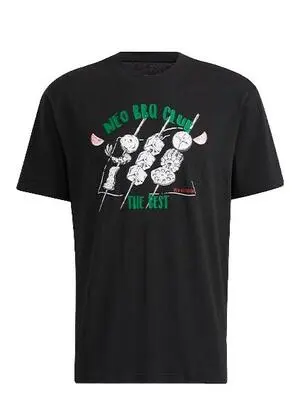 Adidas Neo Logo Alphabet Cartoon Printing Round Neck Loose Short Sleeve - Black