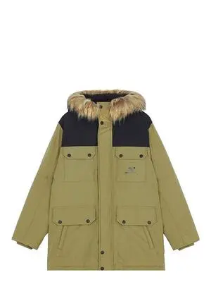 NEW BALANCE Hooded Down Jacket - Olive Green/black