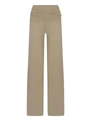 Nike X Skims Stretch Knit Foldover Wide Leg Pant - Dune