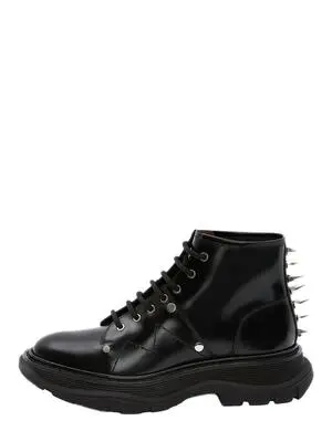 Alexander McQueen Leather Studded Ankle Boots - Black