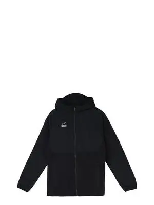 Nike Fc Zip-up Hooded Jacket With Large Logo Detail - Black