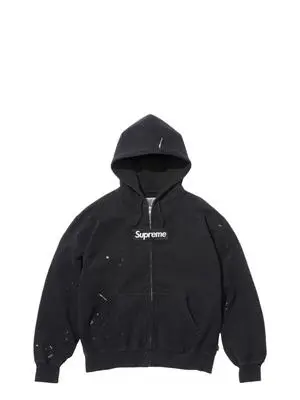 Supreme X Mm6 Maison Margiela Box Logo Zip Up Hooded Sweatshirt - Black