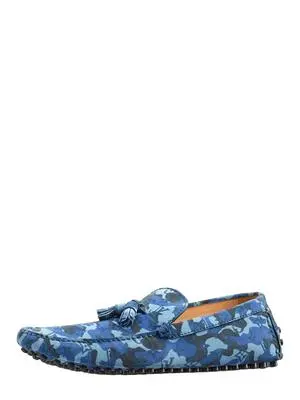 LOUIS VUITTON Camouflage Monogram Moc Toe Loafers - Blue
