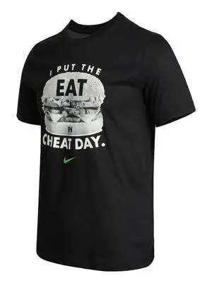 Nike Tee Humor Athleisure Casual Sports Alphabet Printing Short Sleeve - Black