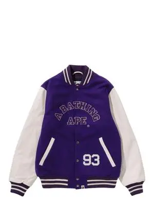 A BATHING APE Giant Ape Head Varsity Jacket - Red