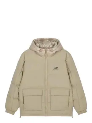 NEW BALANCE Hooded Down Jacket - Beige