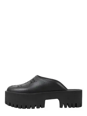 Gucci Platform Perforated G Sandal Rubber - Black
