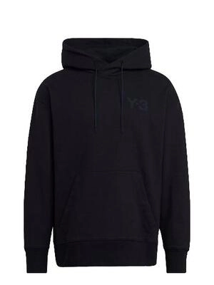 Adidas Y-3 Solid Color Hoodie With Logo Detail - Black