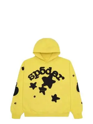 SP5DER Hoodie With Star Graphic - Yellow/black