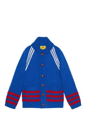 Gucci X Adidas Intarsia Wool Cardigan - Blue