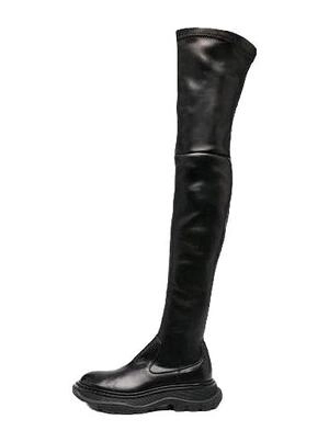 Alexander McQueen Hybrid Over The Knee Boots - Black