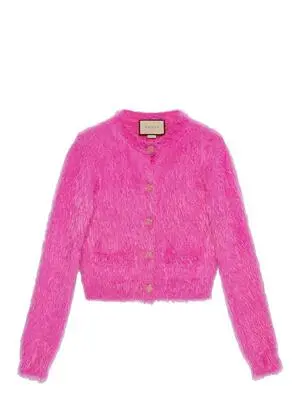 Gucci Brushed Wool Knit Cardigan - Pink
