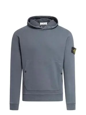Stone Island Logo Patch Ribbed Hoodie - Grey