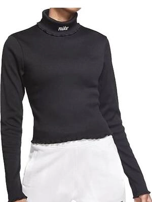 Nike Ribbed Long Sleeve Top - Black
