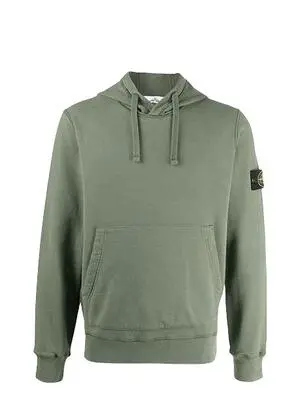 Stone Island Logo Patch Hoodie - Green