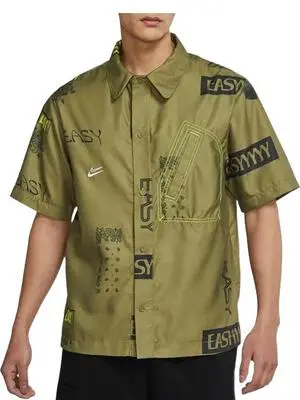 Nike Alphabet Pattern Cashew Short Sleeve Shirt Green - Multi-color