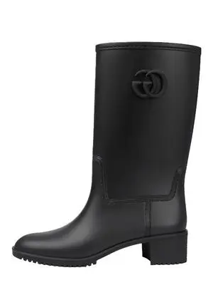 Gucci Double G Rubber Rain Boots - Black