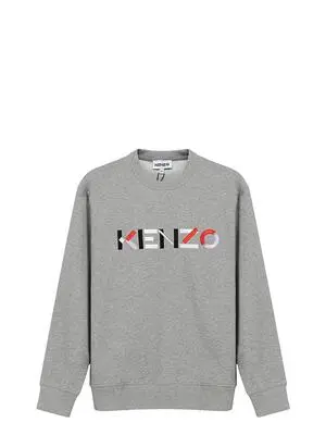 Kenzo Crewneck Sweatshirt With Embroidered Logo - Gray