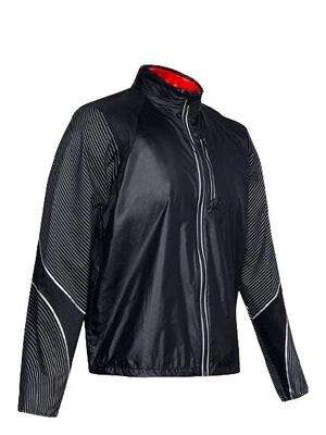 Under Armour Run Impasse Reflect Stripe Pattern Stand Collar Zip-up Jacket - Black