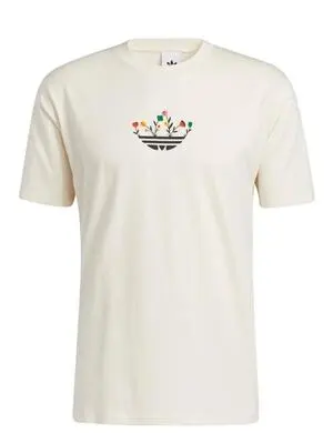 Adidas Originals Trefoil Bloom Back Pattern Printing Sports Short Sleeve White - Creamy