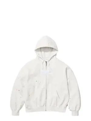 Supreme X Mm6 Maison Margiela Box Logo Zip Up Hooded Sweatshirt - White
