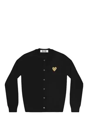 Play Comme Des Garcon Cardigan With Gold Emblem - Black