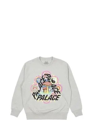 PALACE Bun 5g Crew Sweater - Grey