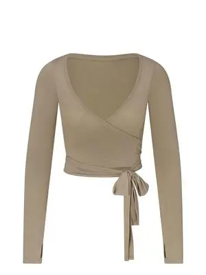 Nike Nike X SKIMS Stretch Knit Wrap Long Sleeve Cropped Top Dune
