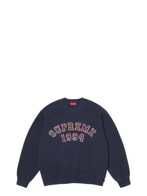 Supreme Plaid Arc Crewneck - Navy