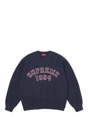 Supreme Plaid Arc Crewneck - Navy