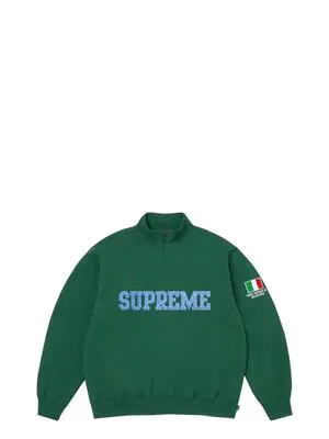 Supreme Ss26 Shop Flag Half Zip Pullover -milan - Dark Green