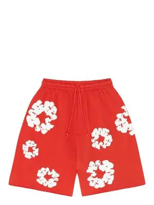 DENIM TEARS Cotton Wreath Shorts - Red/white