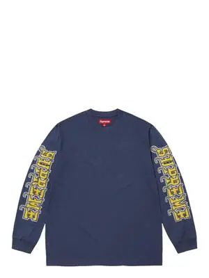 Supreme Fw25 Intarsia Sleeve Long Sleeve Top - Navy