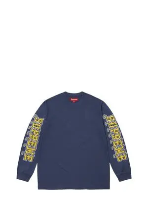 Supreme Fw25 Intarsia Sleeve Long Sleeve Top - Navy