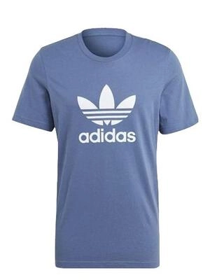 Adidas Originals Trefoil Logo Printing Sports Round Neck Short Sleeve Navy Blue - Dark Blue
